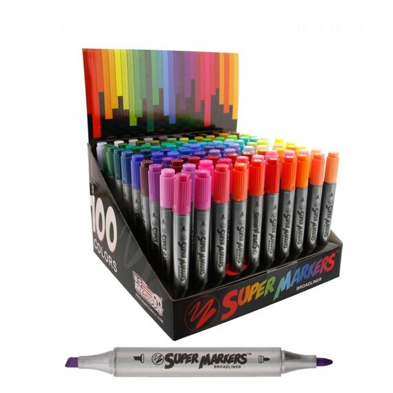 100 Colored Markers Adult Coloring Book Drawing Markers