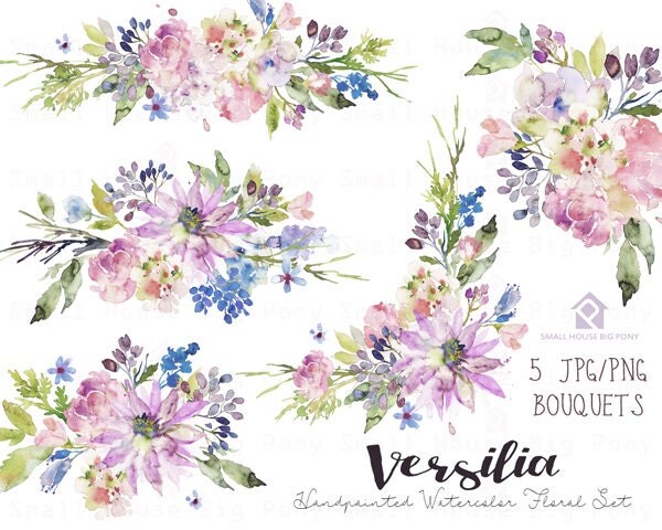 Watercolour Flower Clip Art Collection Hand Painted