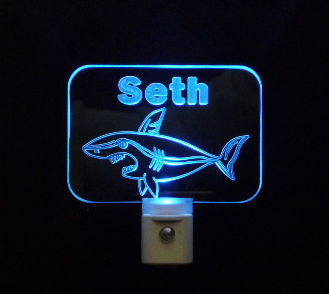 Personalized Shark Night Light LED Childrens Lamp
