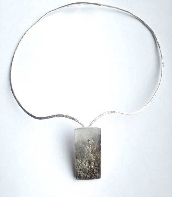 Concrete Jewelry / Silver Concrete Necklace by ElyseJewelryDesign