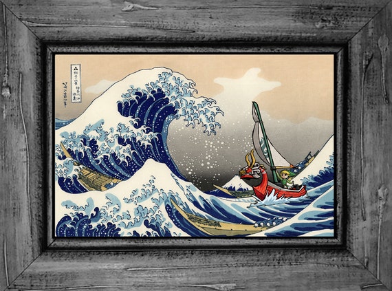 Zelda Windwaker The Great Wave of Kanagawa art piece : zelda