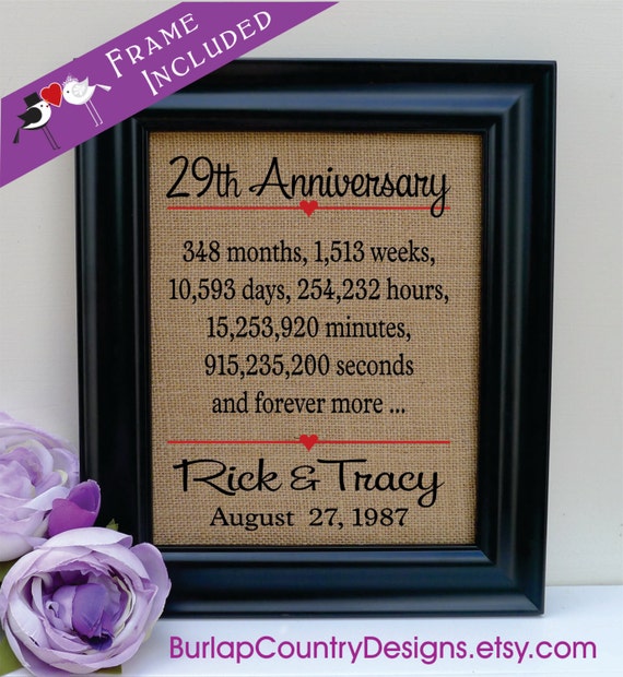 29th Anniversary 29th Wedding Anniversary Gift 29th