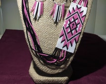 Unique loom beaded necklace related items | Etsy