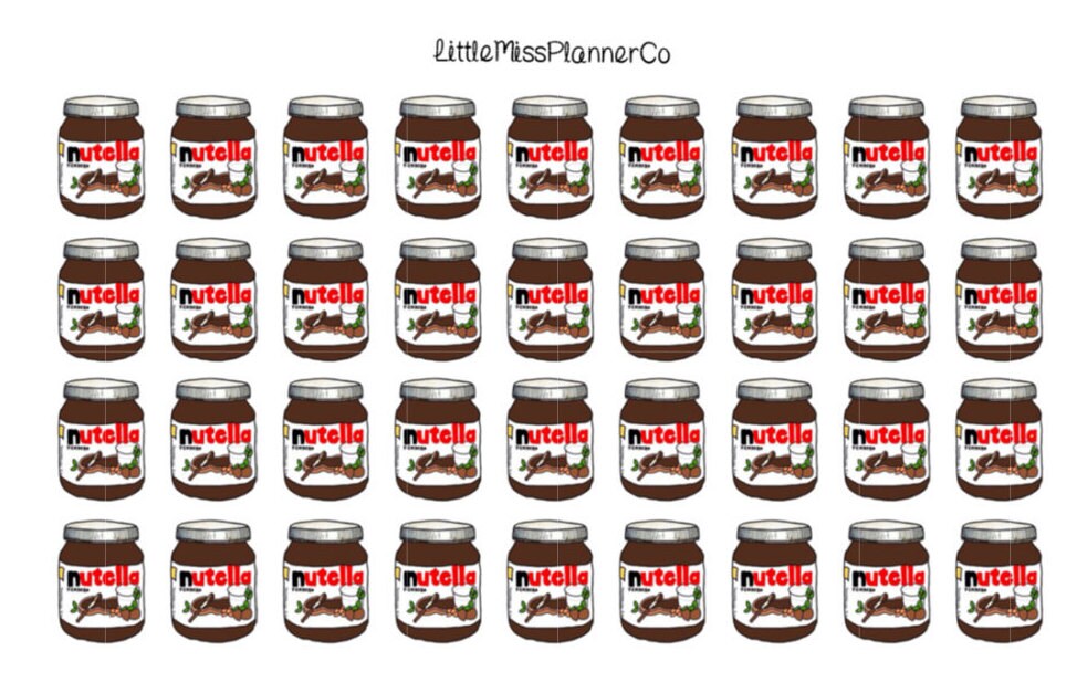 Nutella stickers by LittleMissPlannerCo on Etsy