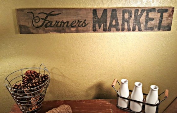 Farmers Market Rustic Wood Sign Farmhouse Kitchen by Kksmercantile
