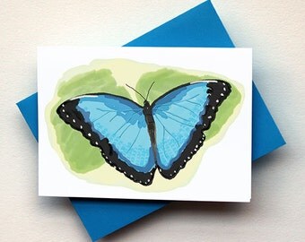 Shimmering Brilliant Blue Common Morpho Butterfly