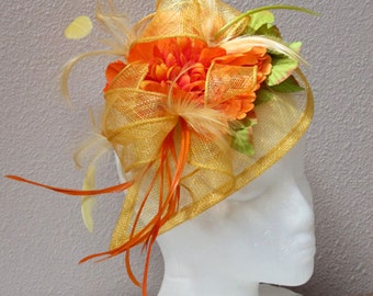 Orange fascinator | Etsy