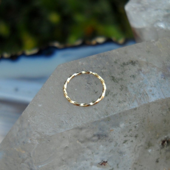 Nipple Ring 14K Solid Gold Nipple Ring Twisted Textured