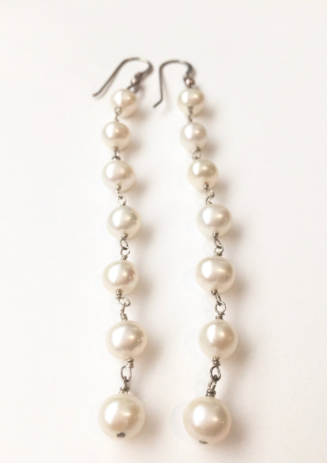 Long Pearl Drop Earrings