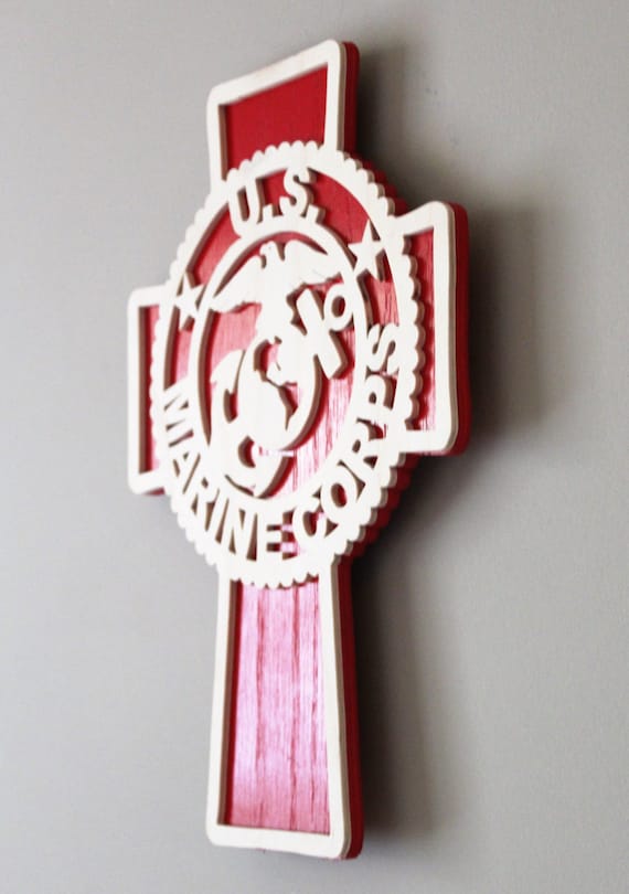 United States Marine Corps Wood Wall Cross Handmade Military