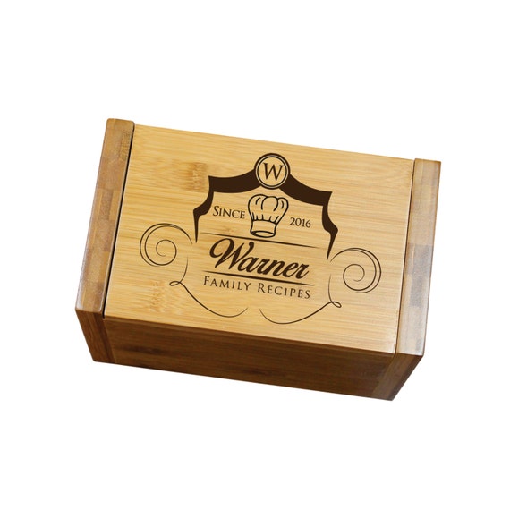 Custom Recipe Box Engraved Wood Recipe Box Personalized