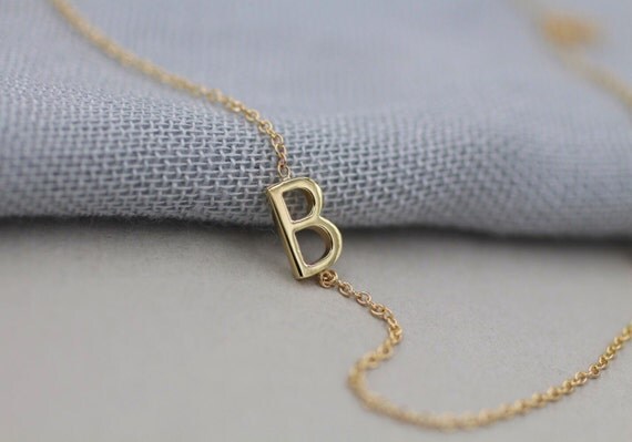 14k Gold Block Monogram Necklace | semashow.com