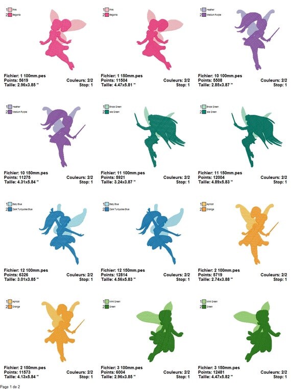 FAIRY Design for Embroidery machine / fée motifs pour