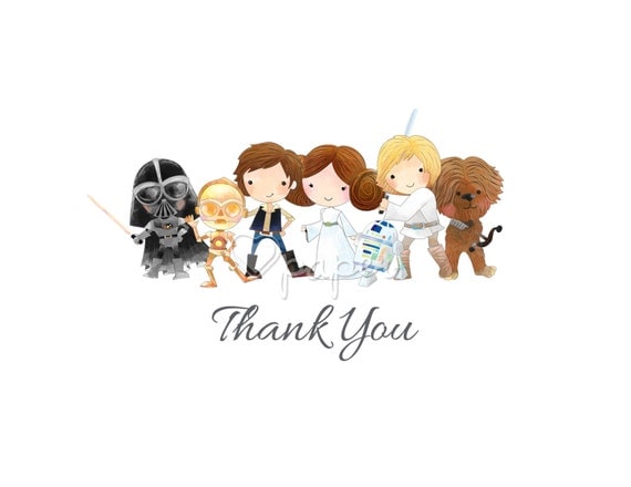 Star Wars Printed Thank You Cards Folded Flat Card by HartPaper