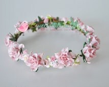 Unique pink flower crown related items | Etsy