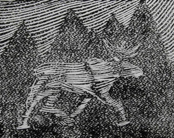 Linocut landscape | Etsy