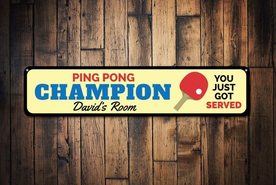 Ping Pong Champion Sign Personalized Kid Name Sign Custom