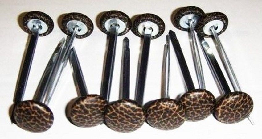 Set Of 12 Prong Back Upholstery Buttons Roasted Chestnut Vinyl