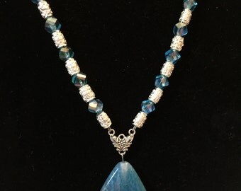 Light blue teardrop beads with round by JodisJewelryOriginal