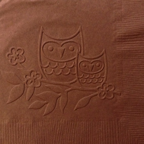 Owl Napkin Embossed Paper Napkin Shower Birthday by PaperEvent