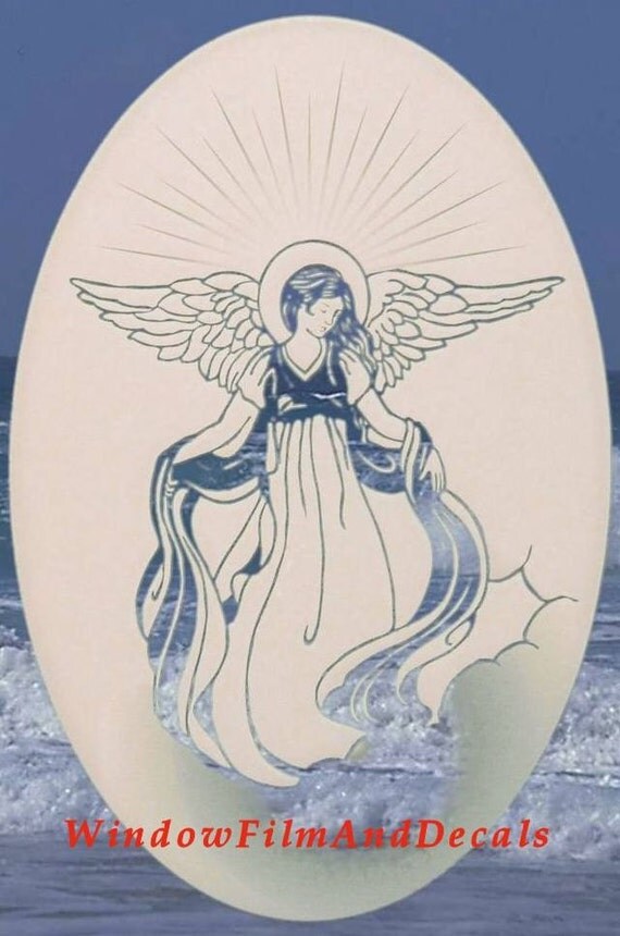Angel Oval Static Cling Window Decal 15 x 23