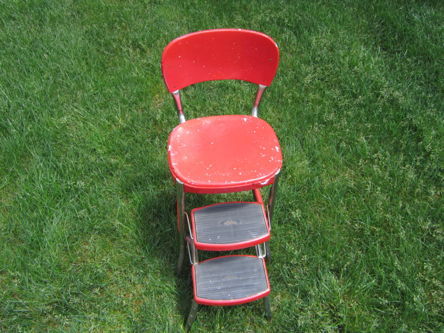 Cosco Stylaire Step Stool Red Vintage Mid-Century Atomic Retro