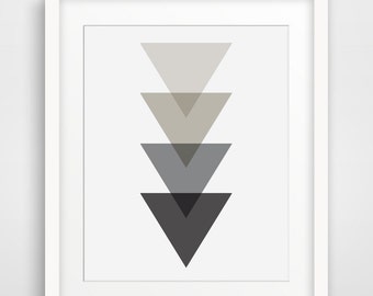 Triangles Art Monochrome Art Black and White Decor by GizziDesigns