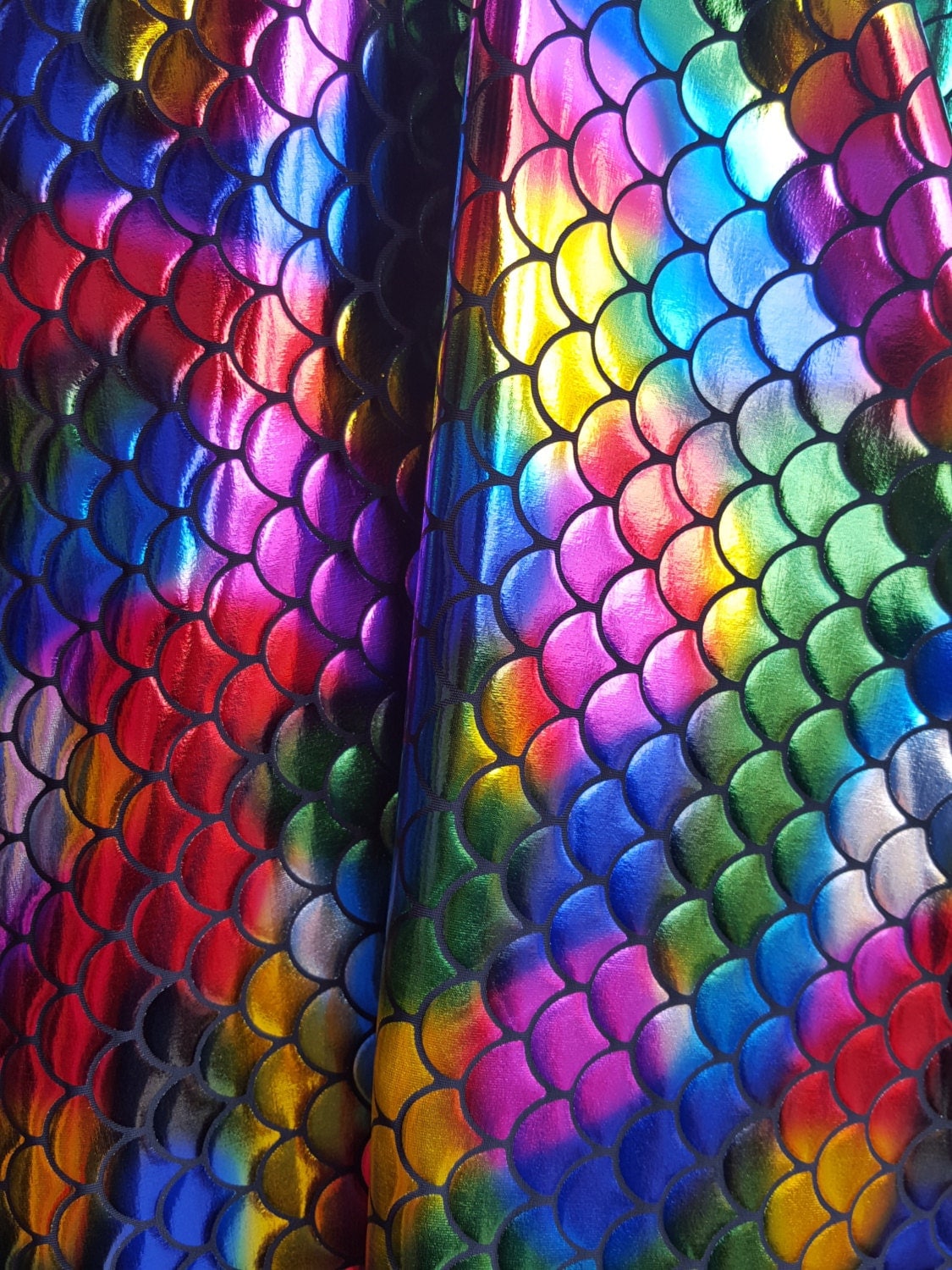 New Rainbow Multicolor Spandex Mermaid Fabric Sold by Yard
