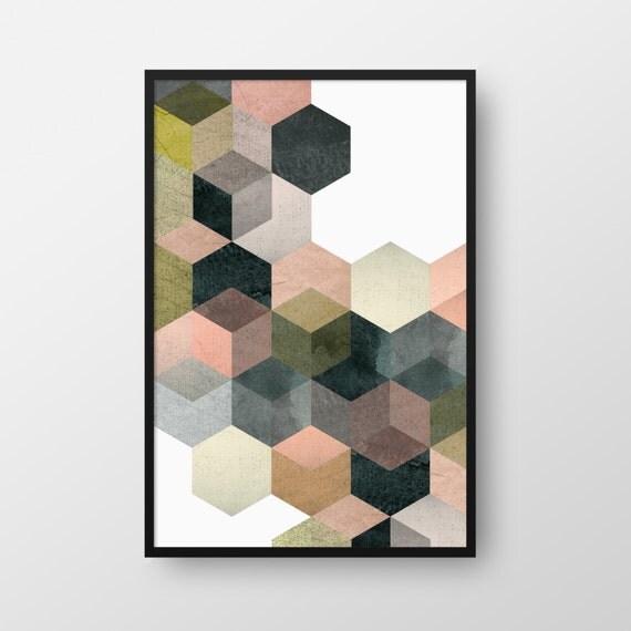 Printable Geometric Art Geometric Print Hexagon Poster