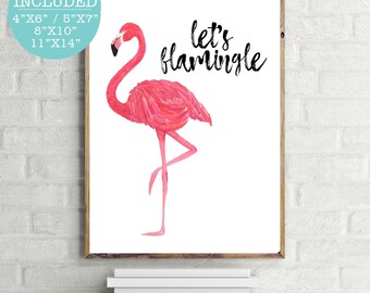Pink flamingo print | Etsy
