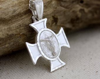 Sterling Silver Large Crucifix Pendant Necklace by theangelfaith