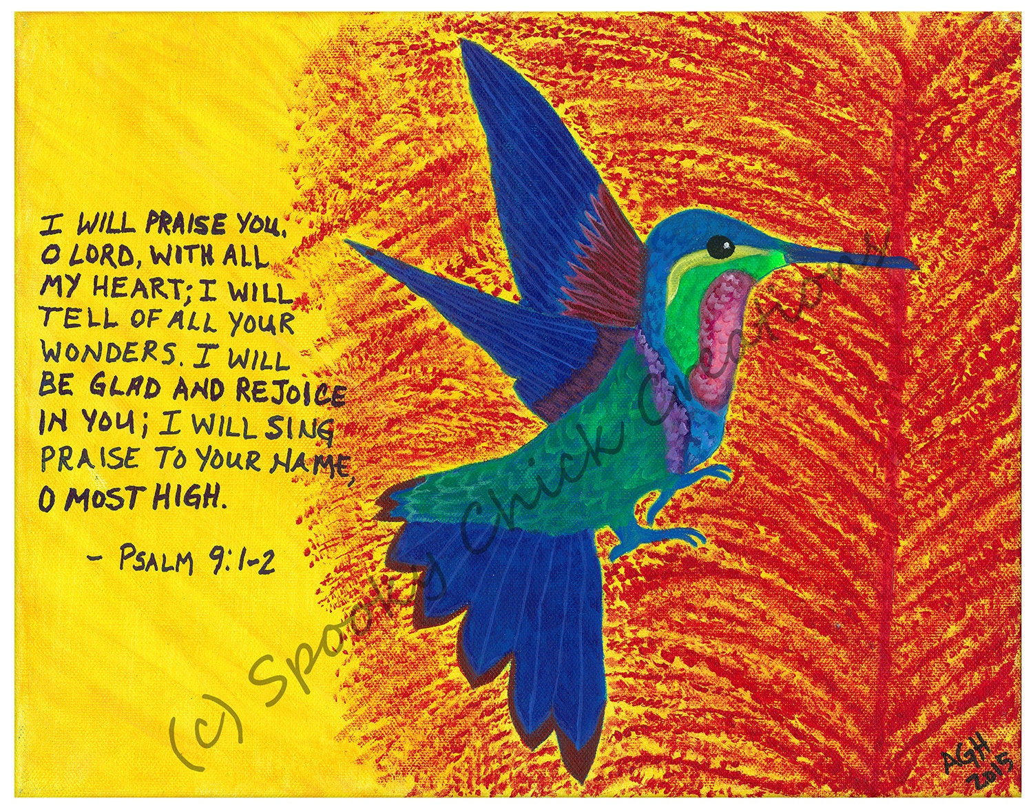 Hummingbird Book of Psalms Praise Worship Colorful Bible Verse