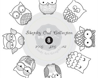 Owl digital stamps | Etsy