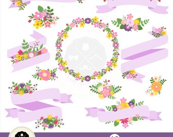 Flower ribbon banner | Etsy