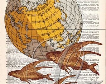 Flying fish print | Etsy