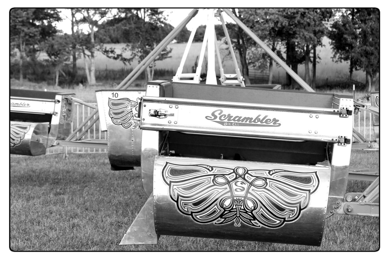 The Scrambler Vintage Carnival Ride Black & White