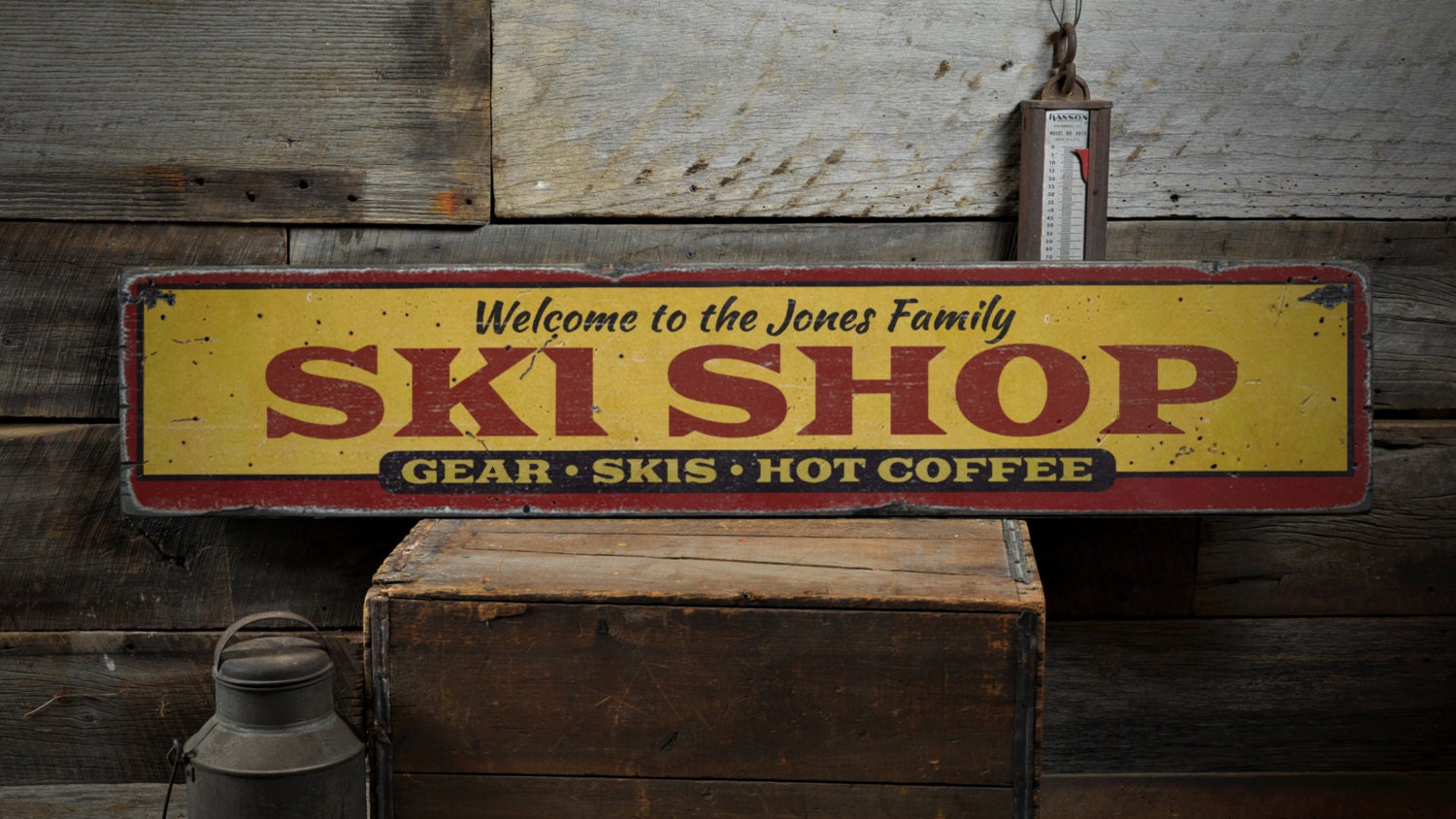 Welcome Ski Shop Wood Sign Personalized Family Last Name Gear
