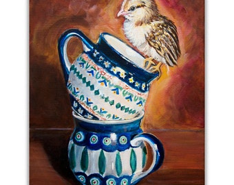 Polish Pottery rustic kitchen wall decor art by HeatherSimsArt