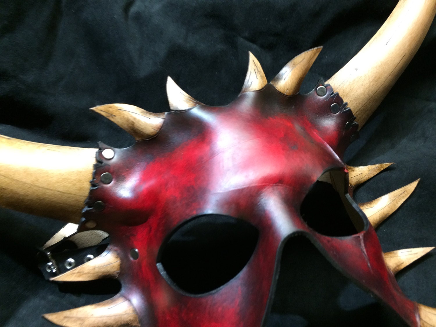 Red Leather demon horned mask