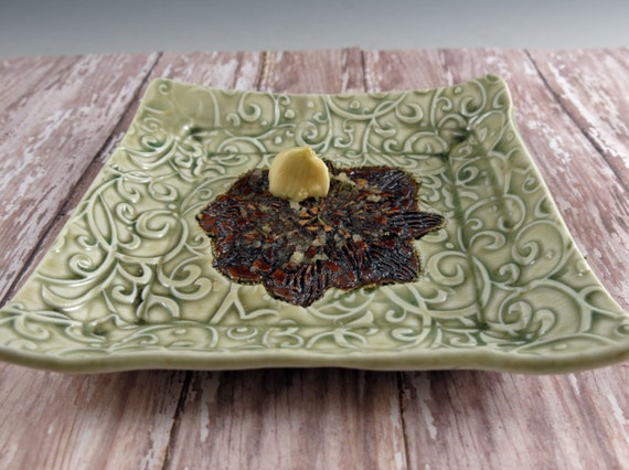 Ceramic Garlic Plate Pottery Garlic Grater by Botanic2Ceramic