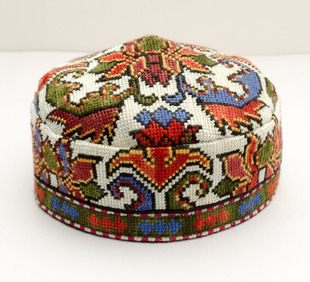 Handmade silk embroidery uzbek traditional skullcap cap by SilkWay