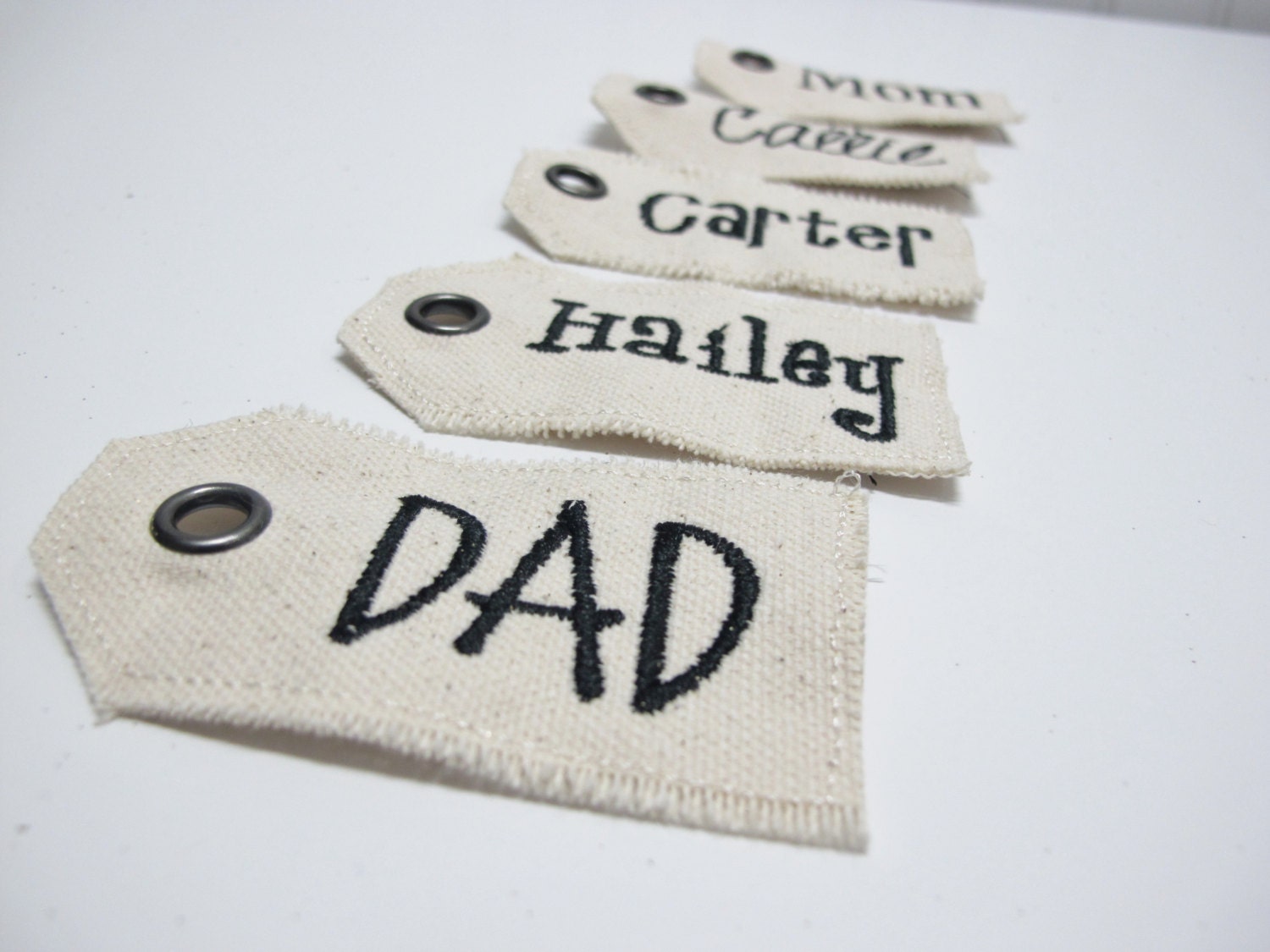 Embroidered name tag for personalization for stockings gifts
