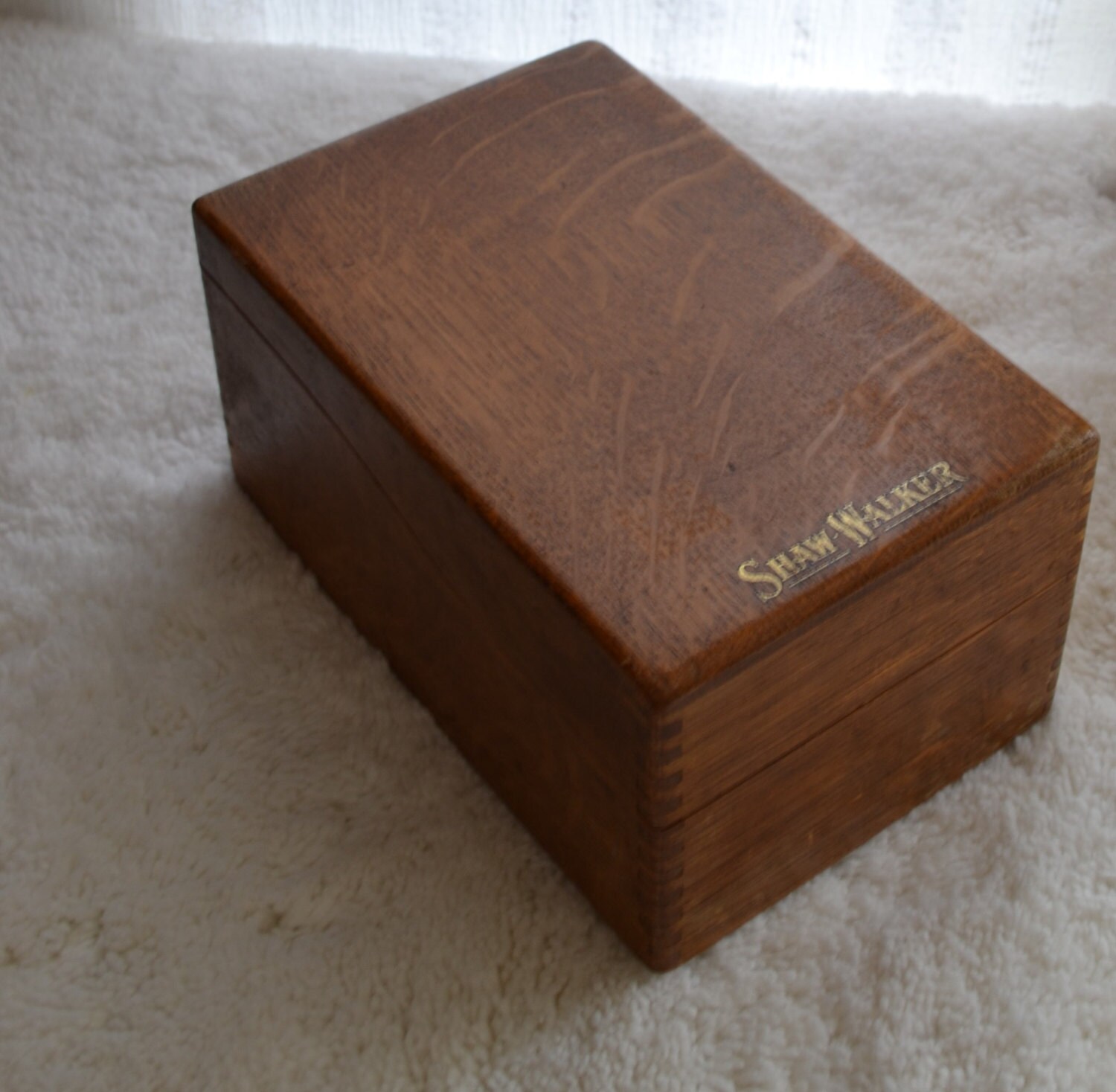 Shaw Walker Large Tiger Oak Dove-Tail Vintage Office File Card Box ...