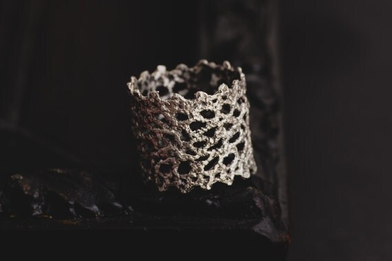 Sterling Silver Lace Ring-Lace Ring-Wide Band by MarrenJewelry