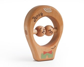 Personalized Wooden Toy Red Dog eco-friendly pull by FriendlyToys
