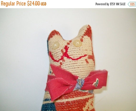 Vintage Primitive Cat c.1800's Coverlet Quilt by NanNasThings