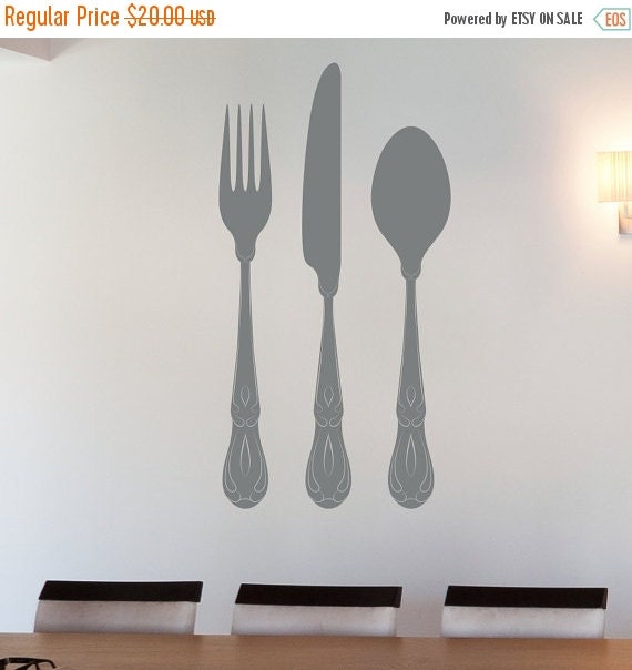 ON SALE Fork Knife Spoon Large Wall Decal Custom by danadecals
