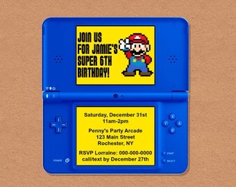 Nintendo invitation | Etsy