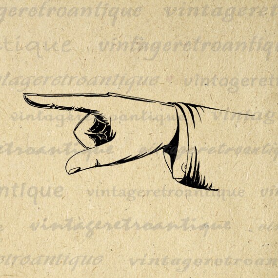 Hand Pointing Finger Digital Printable by VintageRetroAntique