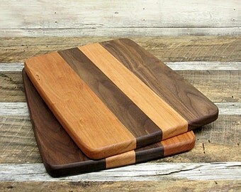 Wood Cutting Board Random Layout Walnut Cherry & by foodiebords